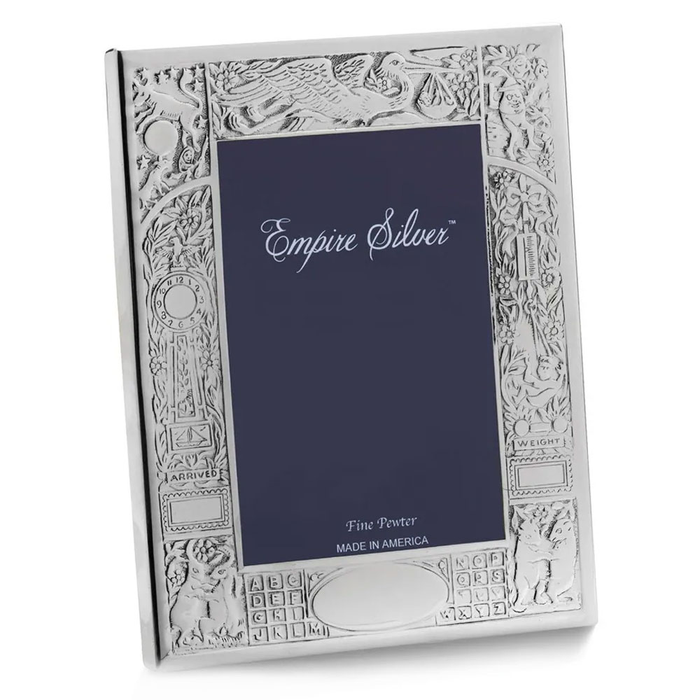 Sterling Collectables: Empire Silver Birth Record Frame in Pewter