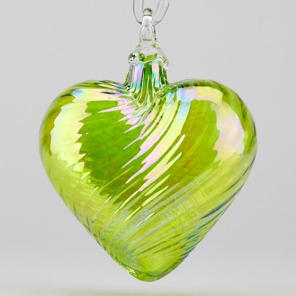 Sterling Collectables: Glass Eye August Peridot Heart Ornament