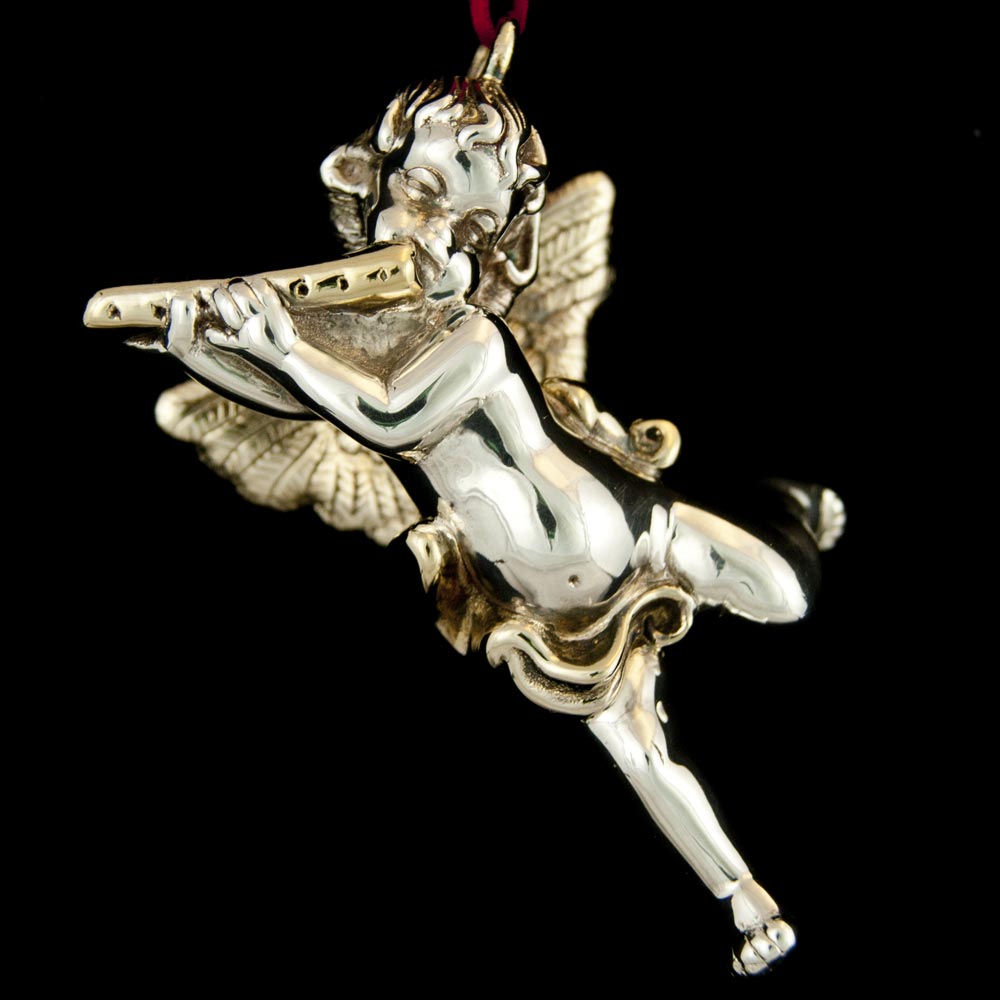 Sterling Collectables: Frederick Duclos Angel with Flute Sterling Ornament