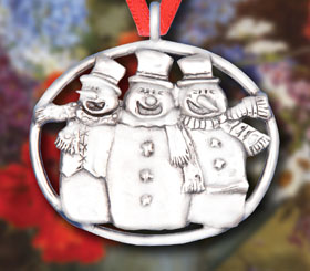 Sterling Collectables: Hand & Hammer Three Snowmen Sterling Ornament