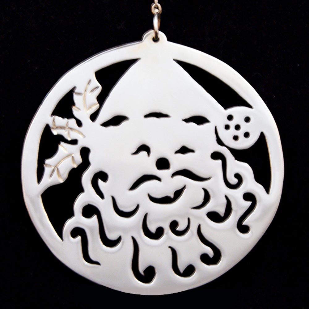 Sterling Collectables: Janna Santa Face Disc Sterling Ornament