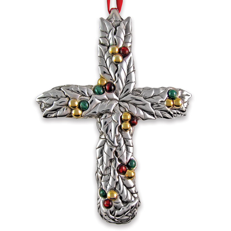 Sterling Collectables: Holly Holiday Cross Sterling Ornament